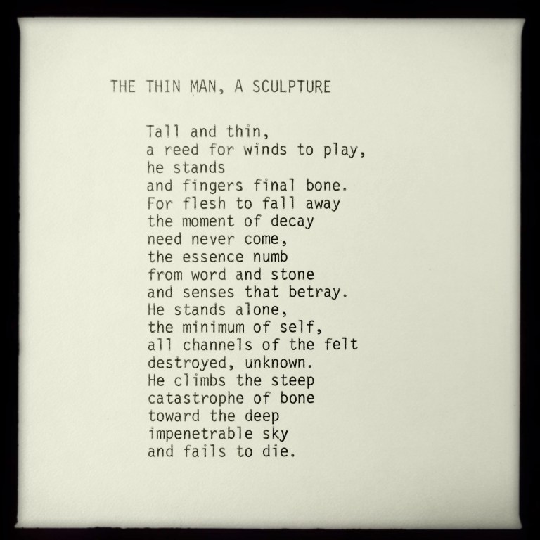 THE THIN MAN, A SCULPTURE – George Murray, Poet
